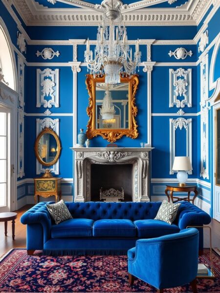 20 Blue Rococo Living Room Decor Ideas