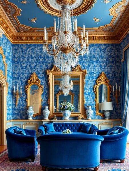 20 Blue Rococo Living Room Decor Ideas