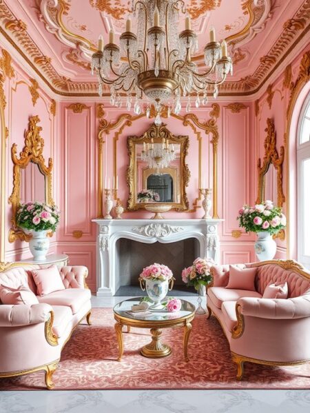 23 Pink Rococo Living Room Ideas