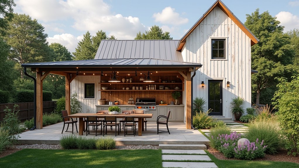 22 Rustic Modern Farmhouse Exteriors With Outdoor Kitchens